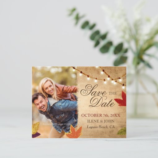 Save the Date Postcards | Rustic Autumn Wedding | Zazzle