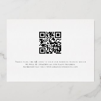 Save The Date QR Code Script Wedding Real Foil Invitation | Zazzle