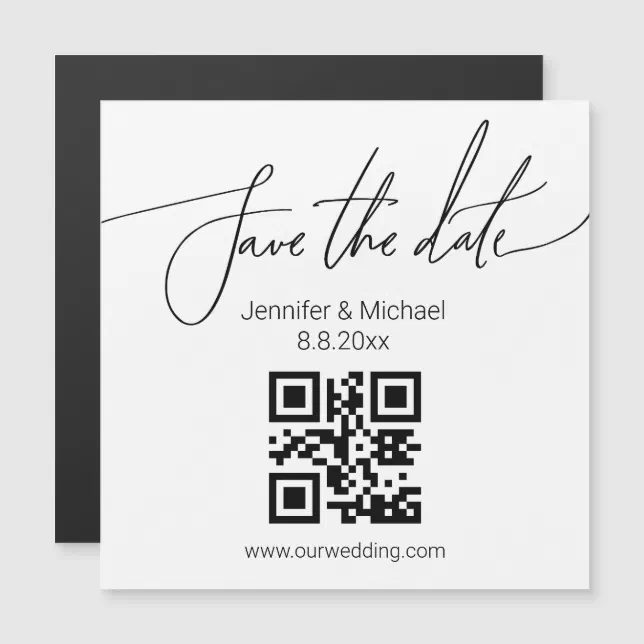 save the date qr code simple wedding magnet | Zazzle