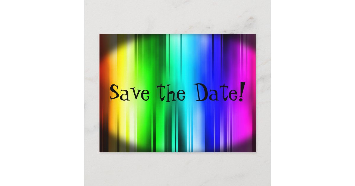 Save the date Rainbow postcard | Zazzle