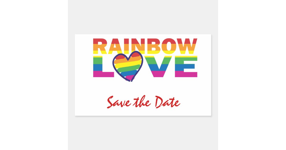 Save the Date/Rainbow Wedding/Gay Pride Rectangular Sticker | Zazzle