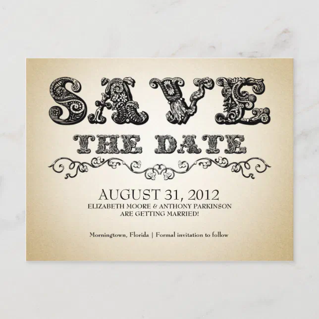 save the date retro vintage postcards | Zazzle