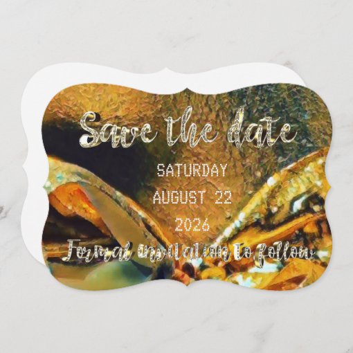 Save The Date Ribbon Gold Script Wedding Party | Zazzle