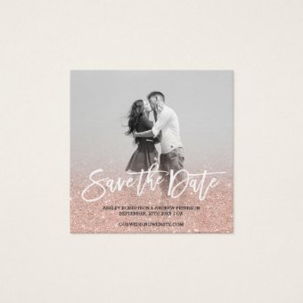 Save the Date rose gold faux glitter pink photo | Zazzle