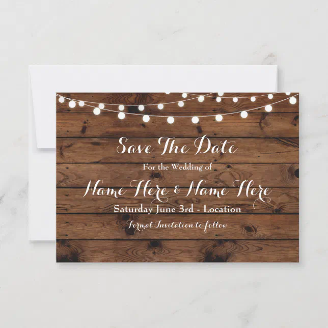 Save The Date Rustic Wood Rustic Elegant Invite | Zazzle