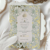 Save the Date Sage Green Muslim Islamic Morris Foil Invitation | Zazzle