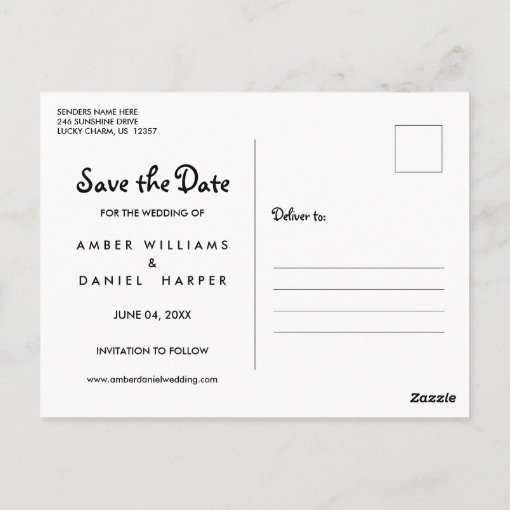 Save the Date Script Chic Spots Photo Postcard | Zazzle