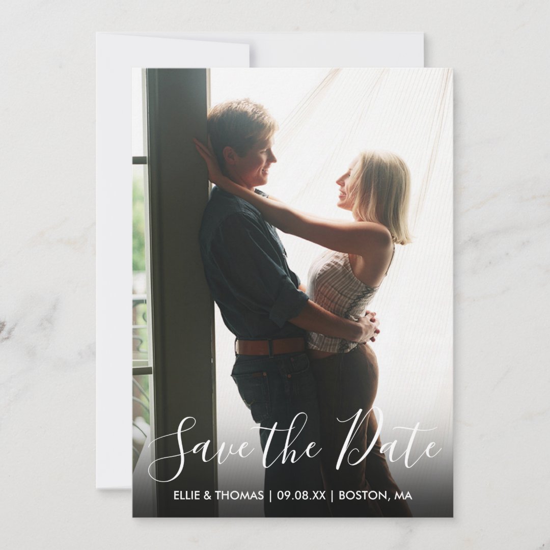 Save the Date Script Photo Invitation | Zazzle