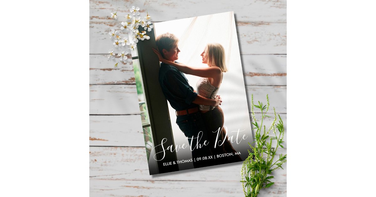 Save the Date Script Photo Invitation | Zazzle