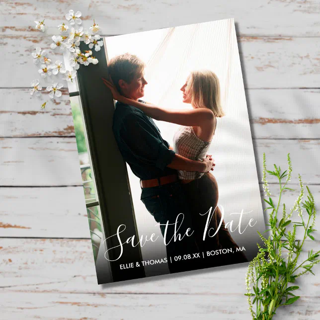 Save the Date Script Photo Invitation | Zazzle
