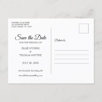 Save the Date Script Photo Modern Simple Announcement Postcard | Zazzle