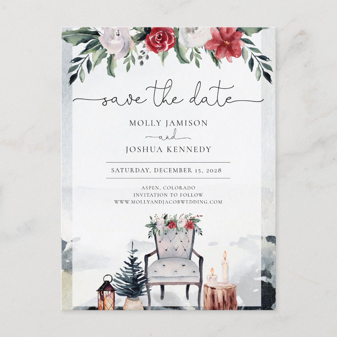 Save the Date Script Rustic Woodland Floral Announcement Postcard | Zazzle