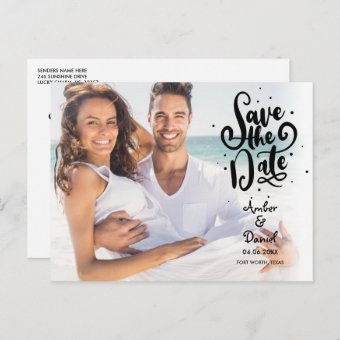 Save the Date Script Spots Photo Postcard | Zazzle