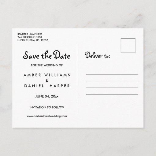 Save the Date Script Spots Photo Postcard | Zazzle