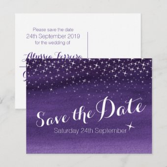 Save the date starry sky stars wedding postcard | Zazzle