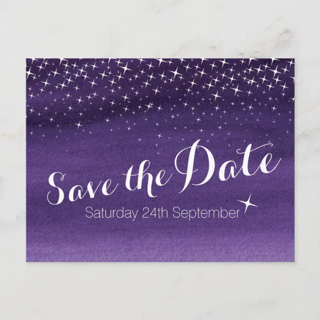 Save the date starry sky stars wedding postcard | Zazzle