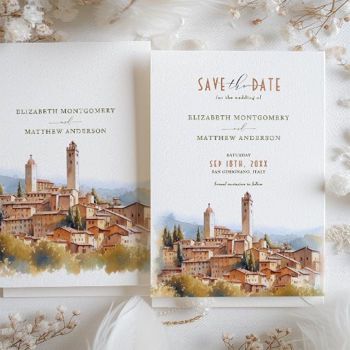 Save The Date Tuscan Wedding San Gimignano Italy Invitation | Zazzle