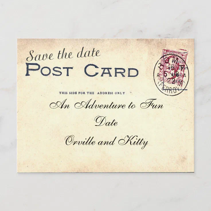 Save The Date vintage postcard | Zazzle