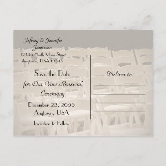 Save the Date Vow Renewal Ceremony Chairs Announcement Postcard | Zazzle