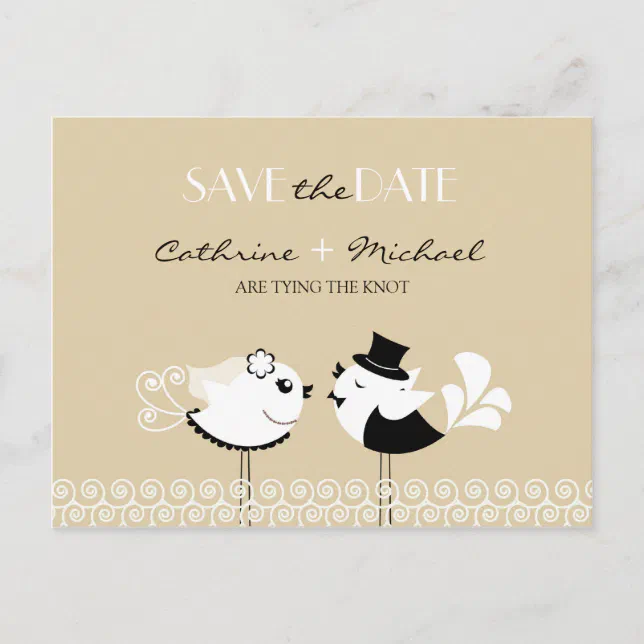 Save The Date Wedding Birds Postcard | Zazzle