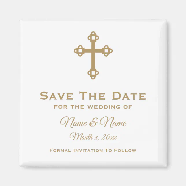 Save The Date Wedding Magnet : Religious Cross | Zazzle