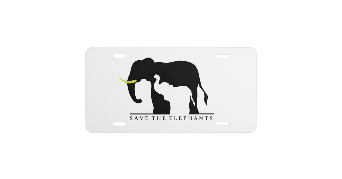 Save the Elephants License Plate | Zazzle