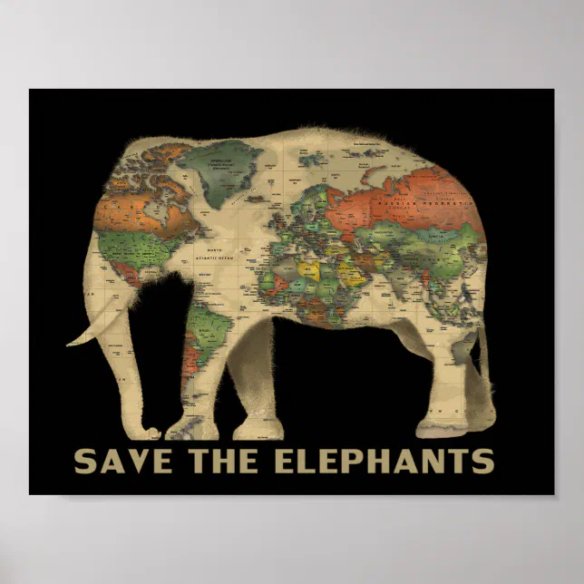 Save the elephants poster | Zazzle