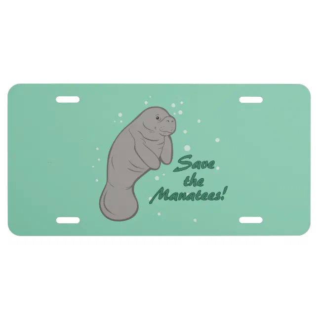 Save The Manatees! License Plate | Zazzle
