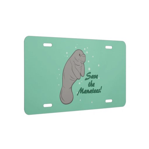 Save The Manatees! License Plate | Zazzle