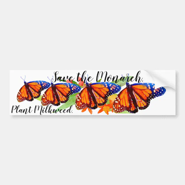 Save The Monarch Butterfly Bumper Sticker | Zazzle