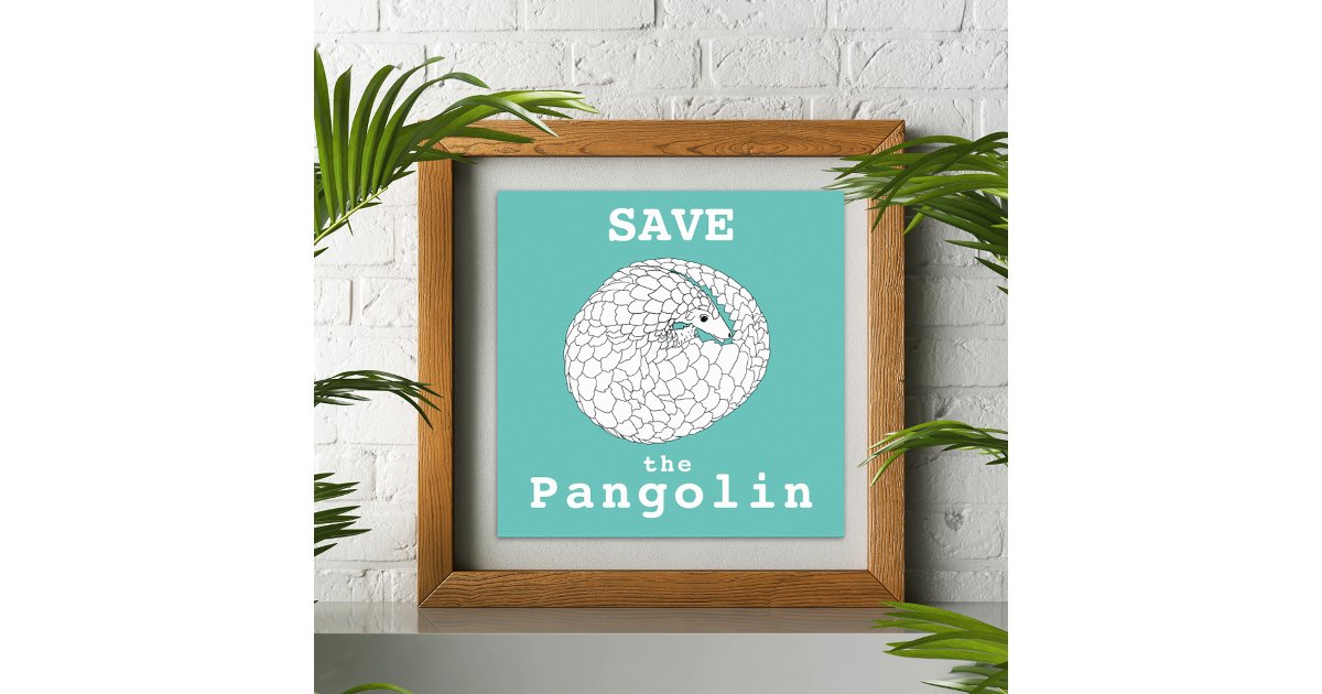 Save the Pangolin Animal Art Poster | Zazzle