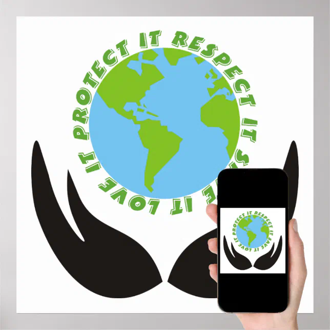 Save the planet earth and hands poster | Zazzle