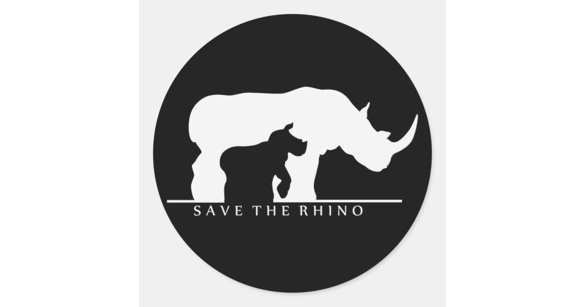 Save The Rhino Classic Round Sticker | Zazzle