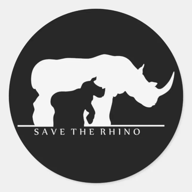 Save The Rhino Classic Round Sticker | Zazzle