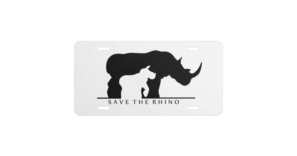 Save The Rhino License Plate | Zazzle