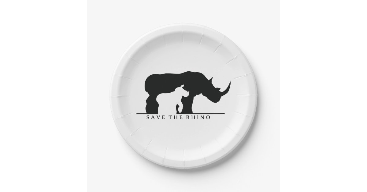 Save the Rhino Paper Plates | Zazzle