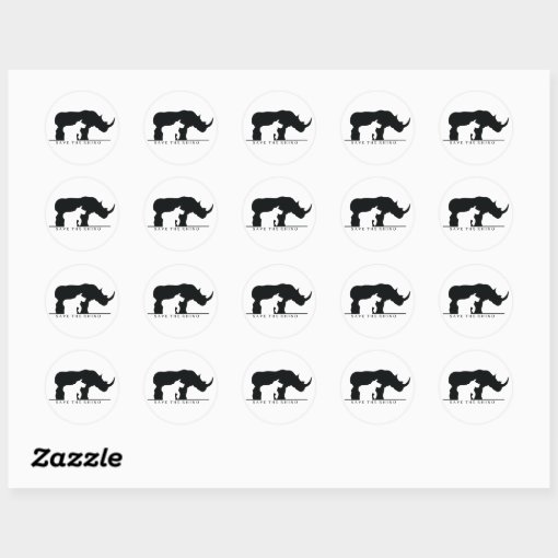 Save The Rhino (white ver.) Classic Round Sticker | Zazzle