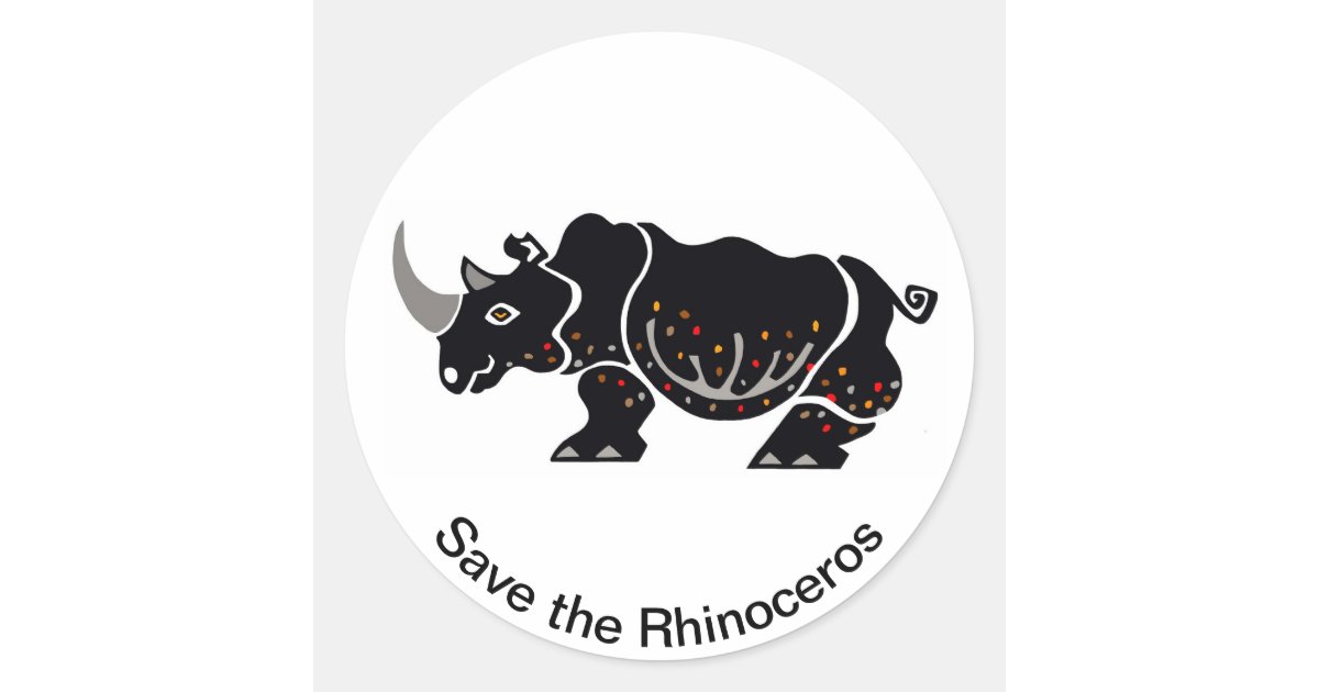 Save the RHINOCEROS - Conservation -Africa Classic Round Sticker | Zazzle