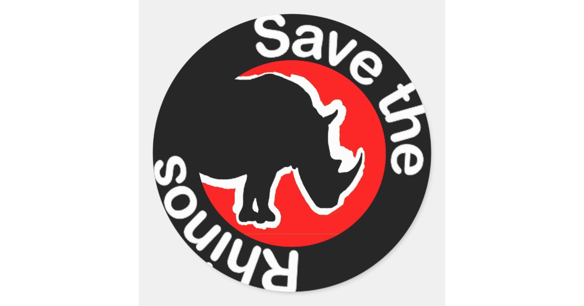 Save the rhinos red classic round sticker | Zazzle