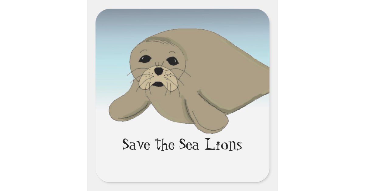 Save the Sea Lions Square Sticker | Zazzle