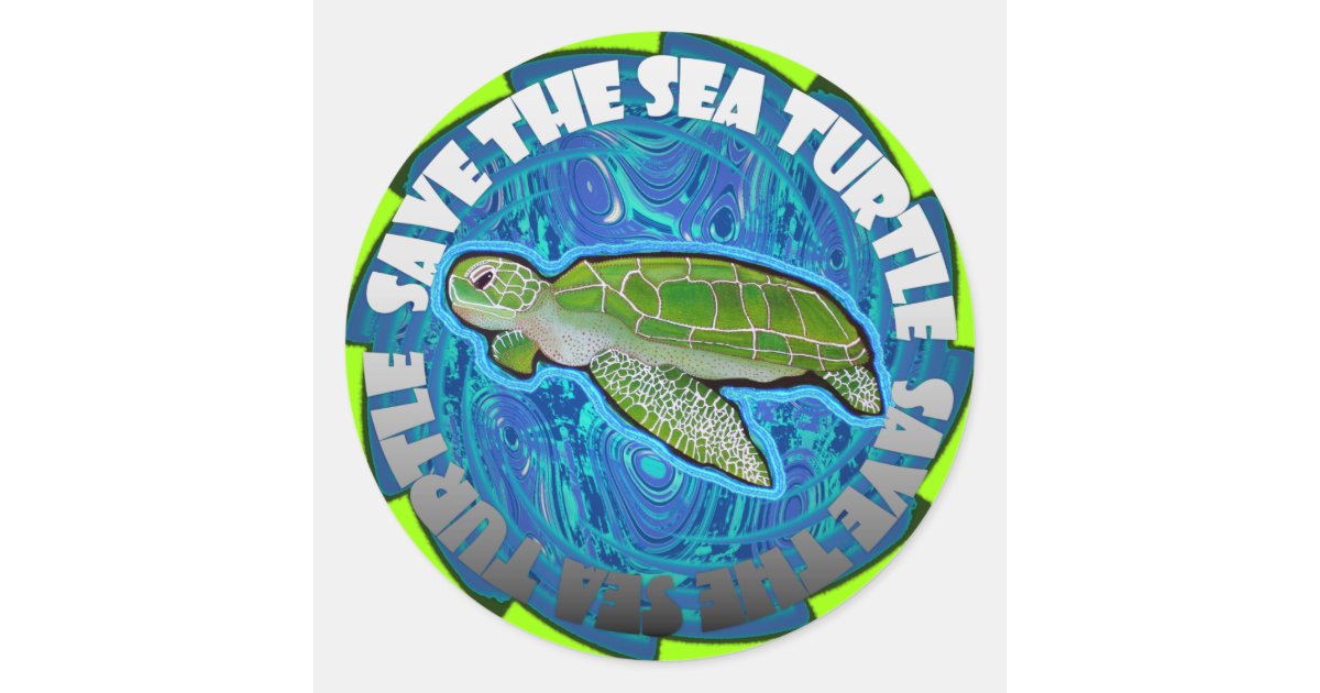 Save The Sea Turtle Classic Round Sticker | Zazzle