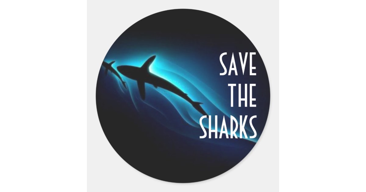 Save The Sharks Classic Round Sticker | Zazzle