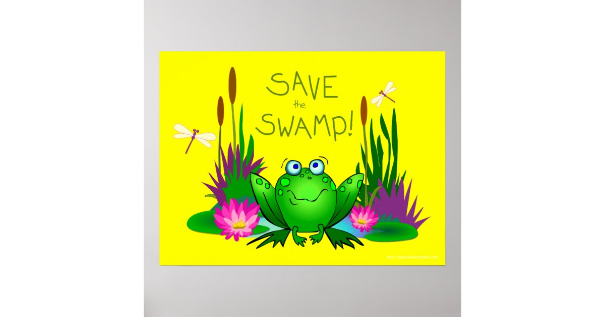 Save the Swamp Twitchy the Frog Yellow Poster | Zazzle