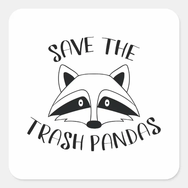 Save The Trash Pandas Square Sticker | Zazzle