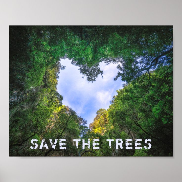 Save The Trees Forest Heart Landscape Eco Poster | Zazzle