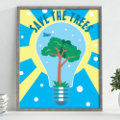 Save The Trees Light Bulb Environmental Poster | Zazzle