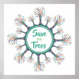 Save the Trees Modern Poster | Zazzle