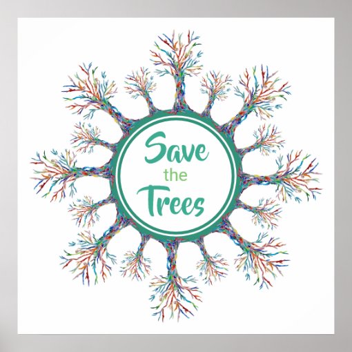 Save the Trees Modern Poster | Zazzle