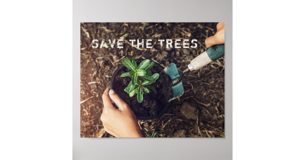 Save The Trees Tree Planting Environmental Poster | Zazzle