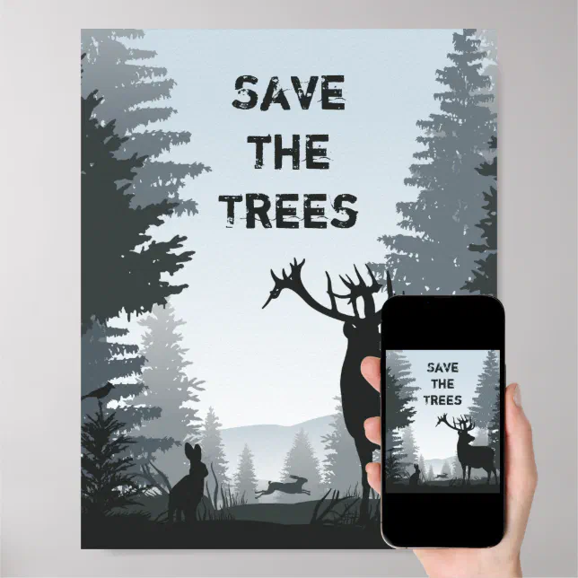 Save The Trees Woodland Forest Animals Environment Poster | Zazzle